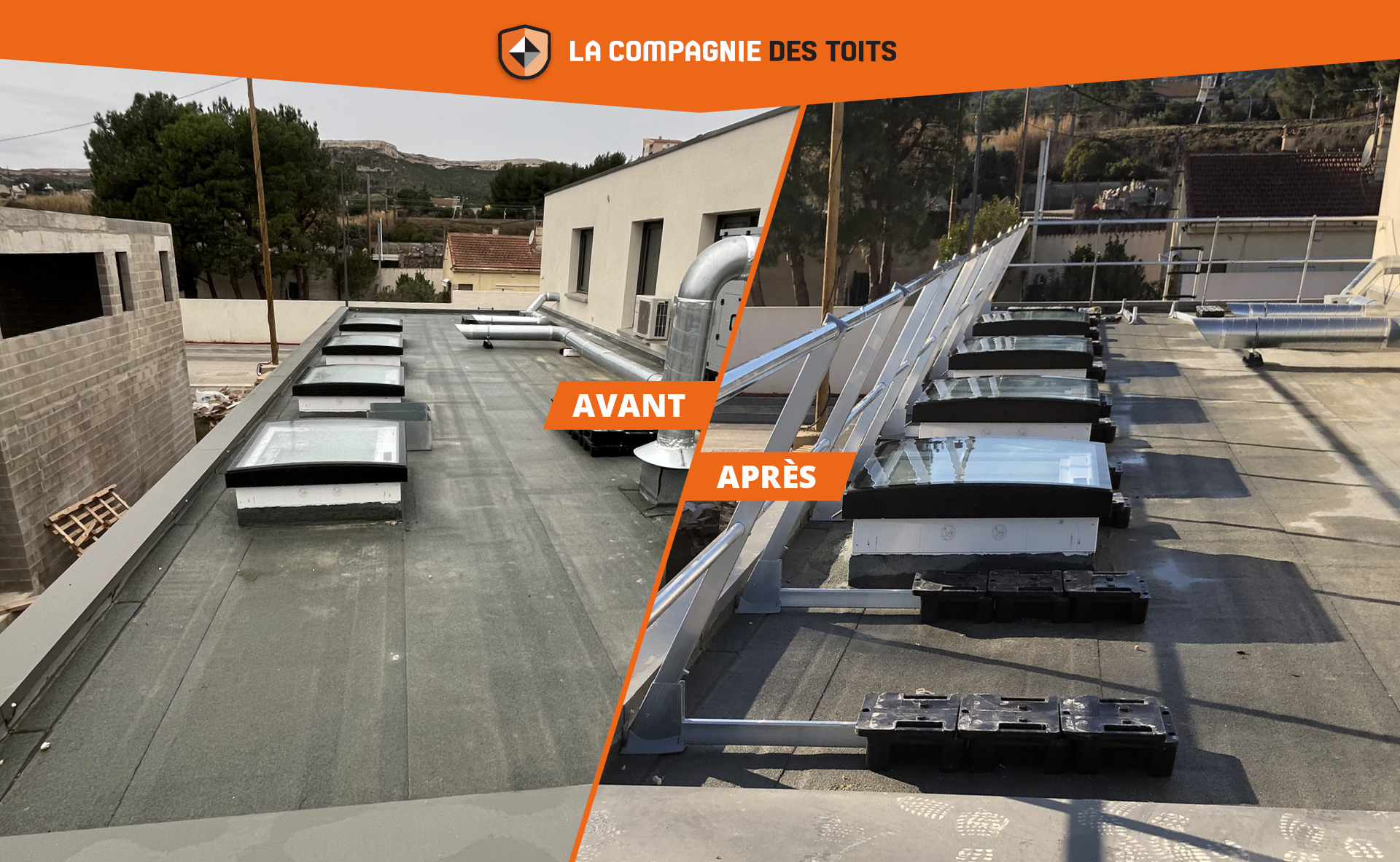 Installation de garde-corps autoportants sur toit-terrasse à Marignane (13)