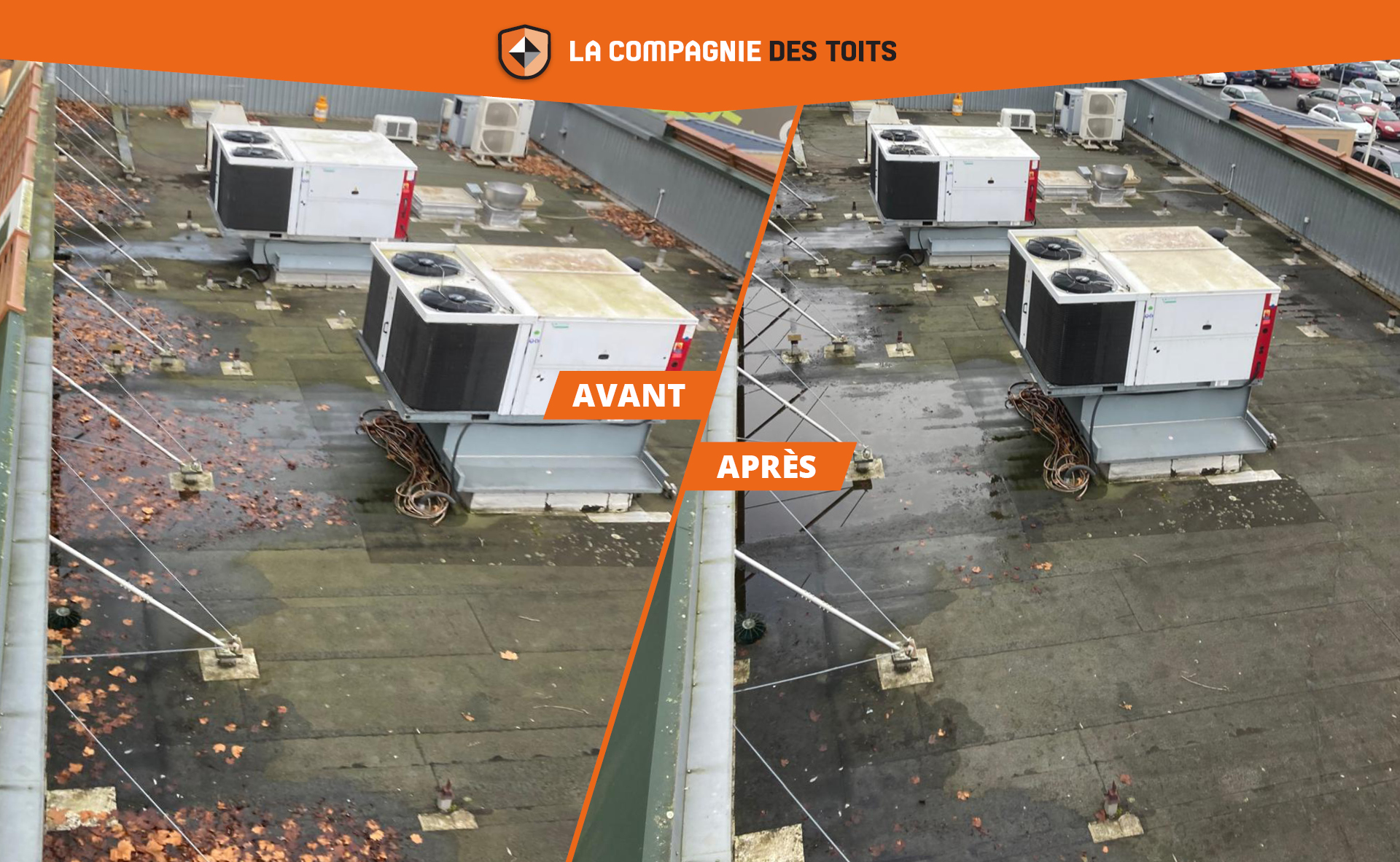 Entretien curatif d’un toit plat suite à la présence de feuilles et ...