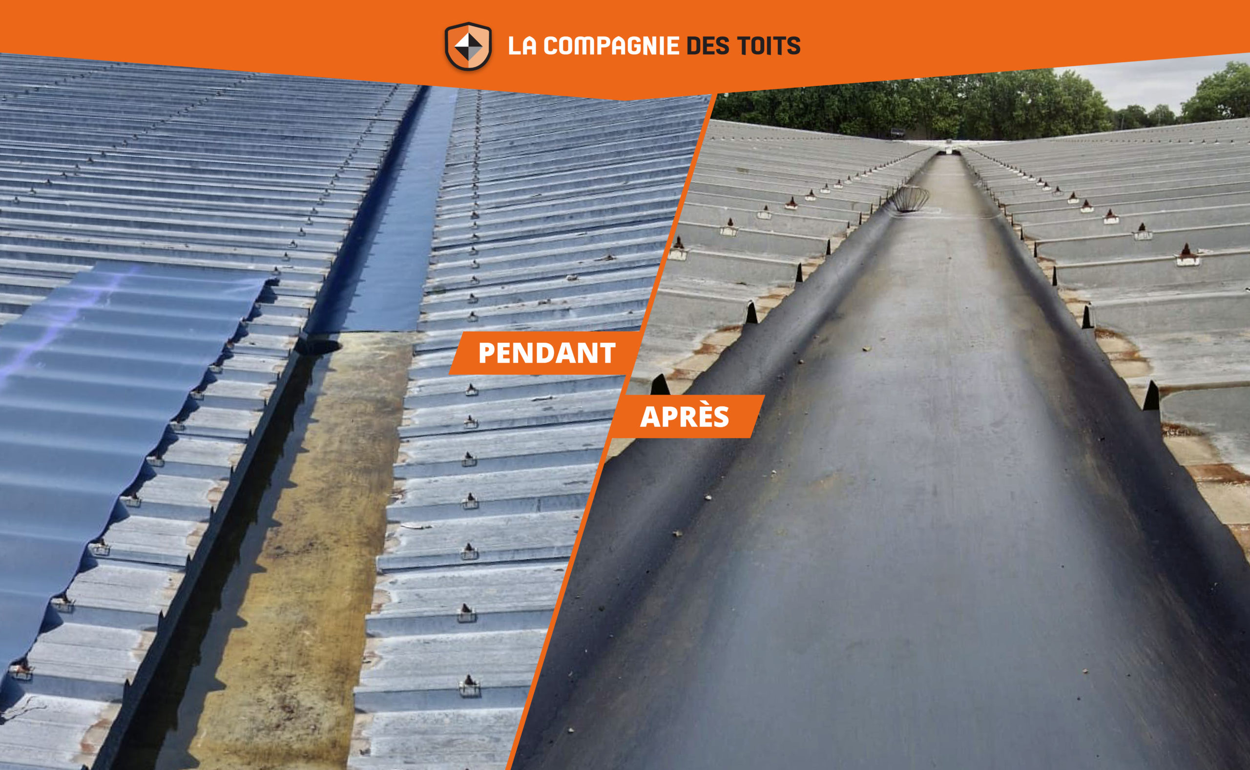 Chemisage de chéneau en membrane PVC sur 1 000 m² de toiture à ...