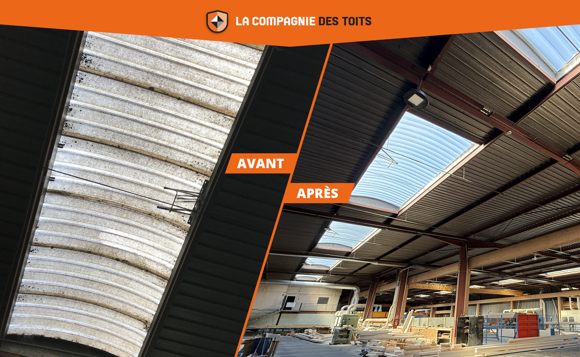 Remplacement de voûtes filantes vétustes sur un toit en membrane EPDM à ...